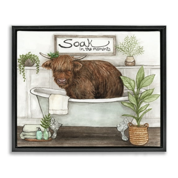 Soak In Moments Cattle Black Framed Floater Canvas Wall Art, design by ...