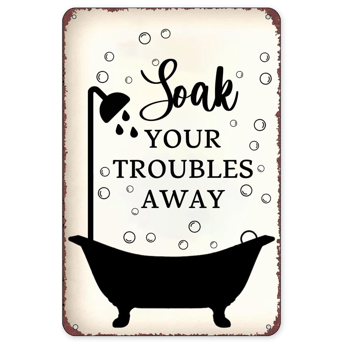 Soak Sign Bathtub Bathroom Vintage Wall Decor Metal Plaque Funny Wall ...