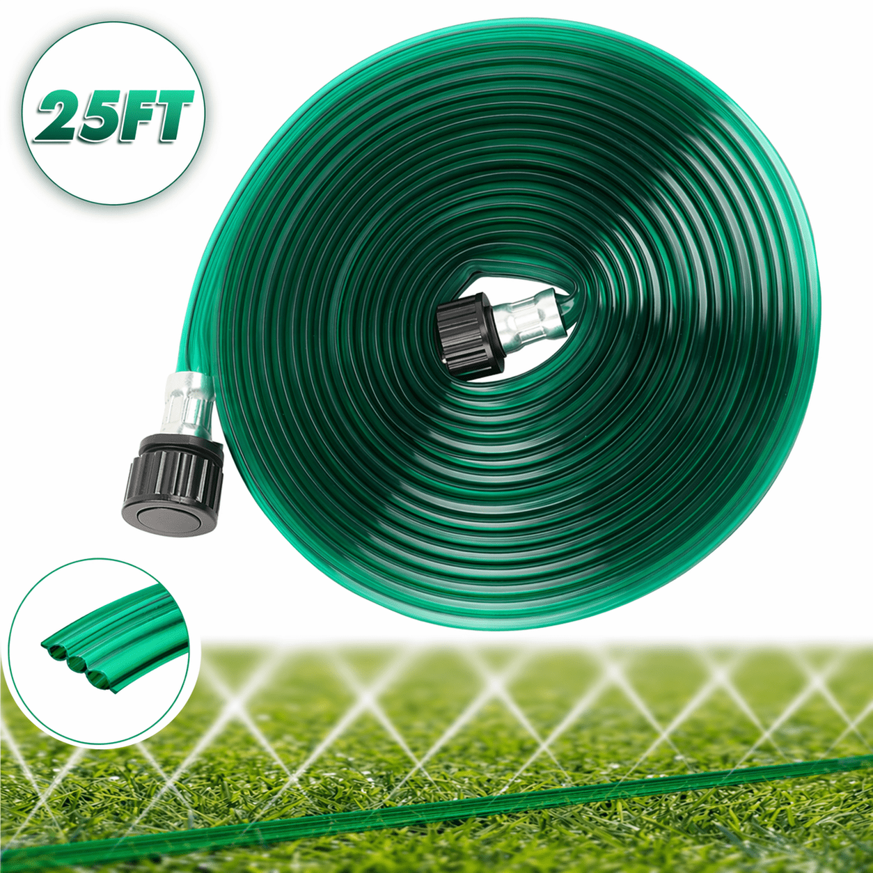 Soaker Hose 25ft Garden Irrigation Hose, Heavy Duty 3-Row Drip Hose ...