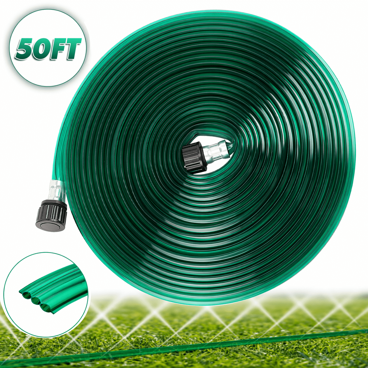 Soaker Hose 50ft Garden Irrigation Hose, Heavy Duty 3-Row Drip Hose ...
