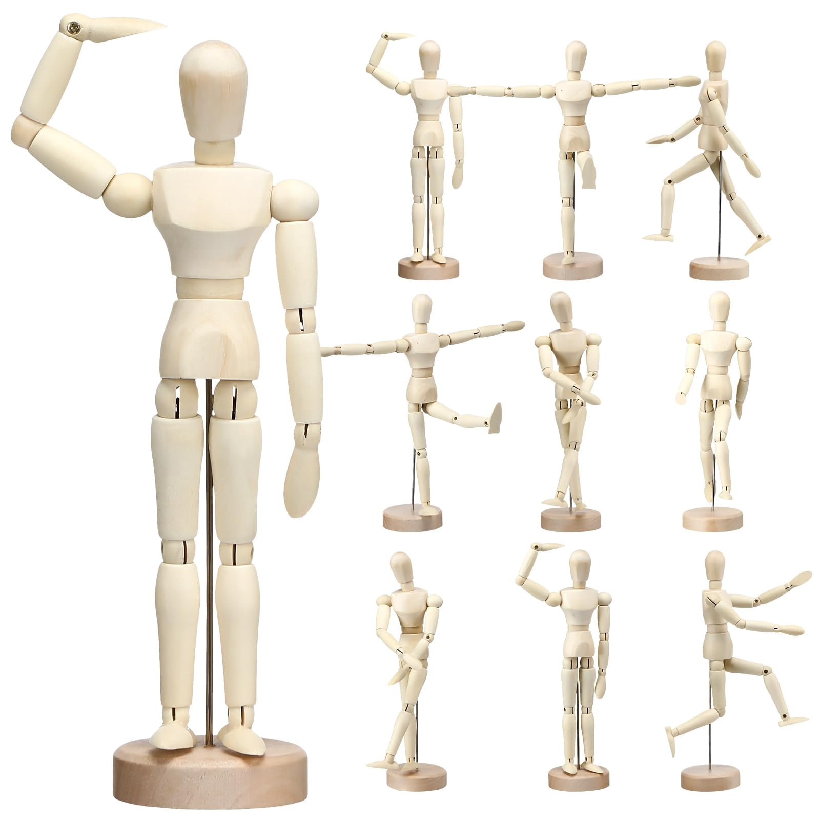 Soaoo 12 Pcs Artists Wooden Manikin Jointed Mannequin 8 Inch Flexible ...