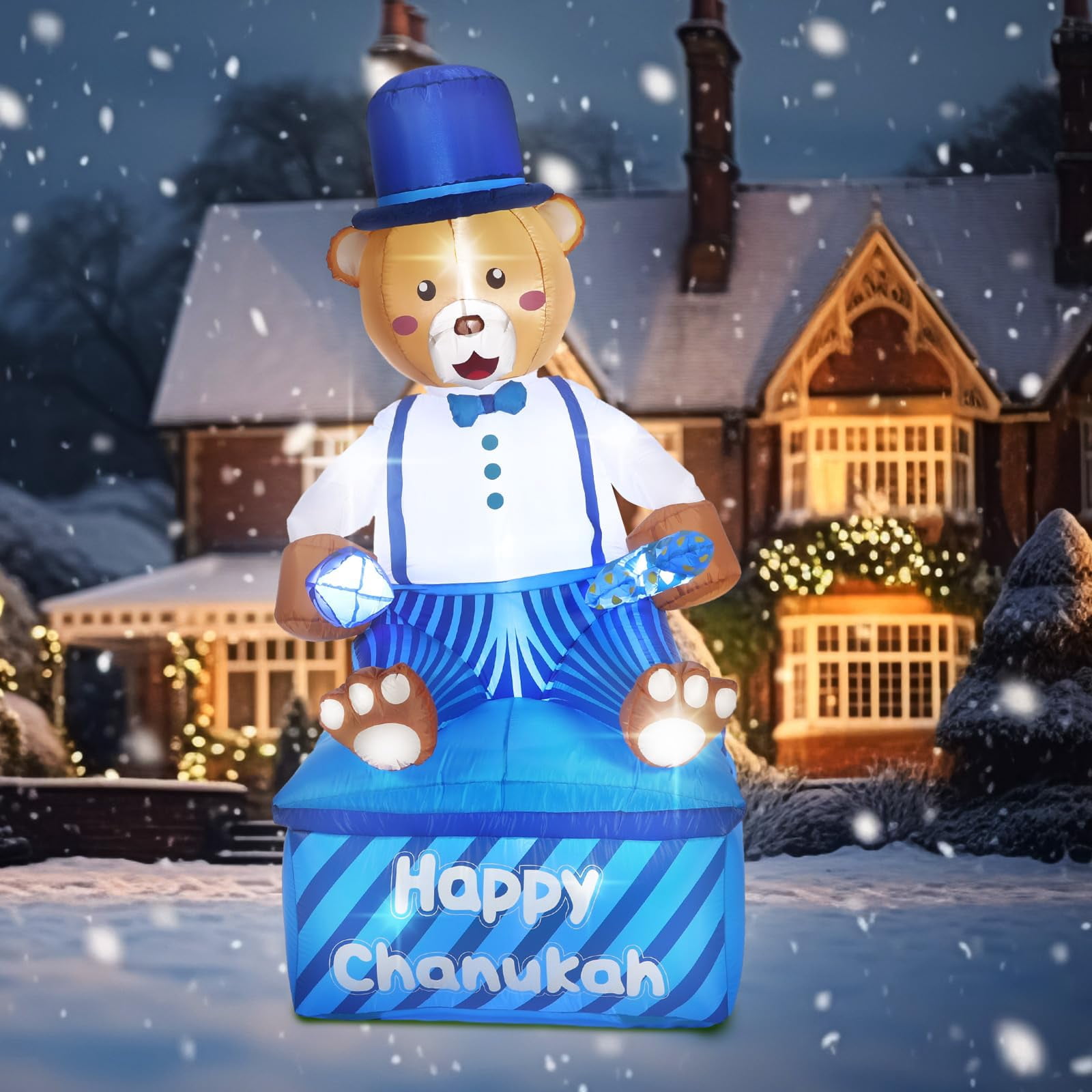 Soaoo 8 ft Hanukkah Inflatable Outdoor Decorations Giant Hanukkah ...