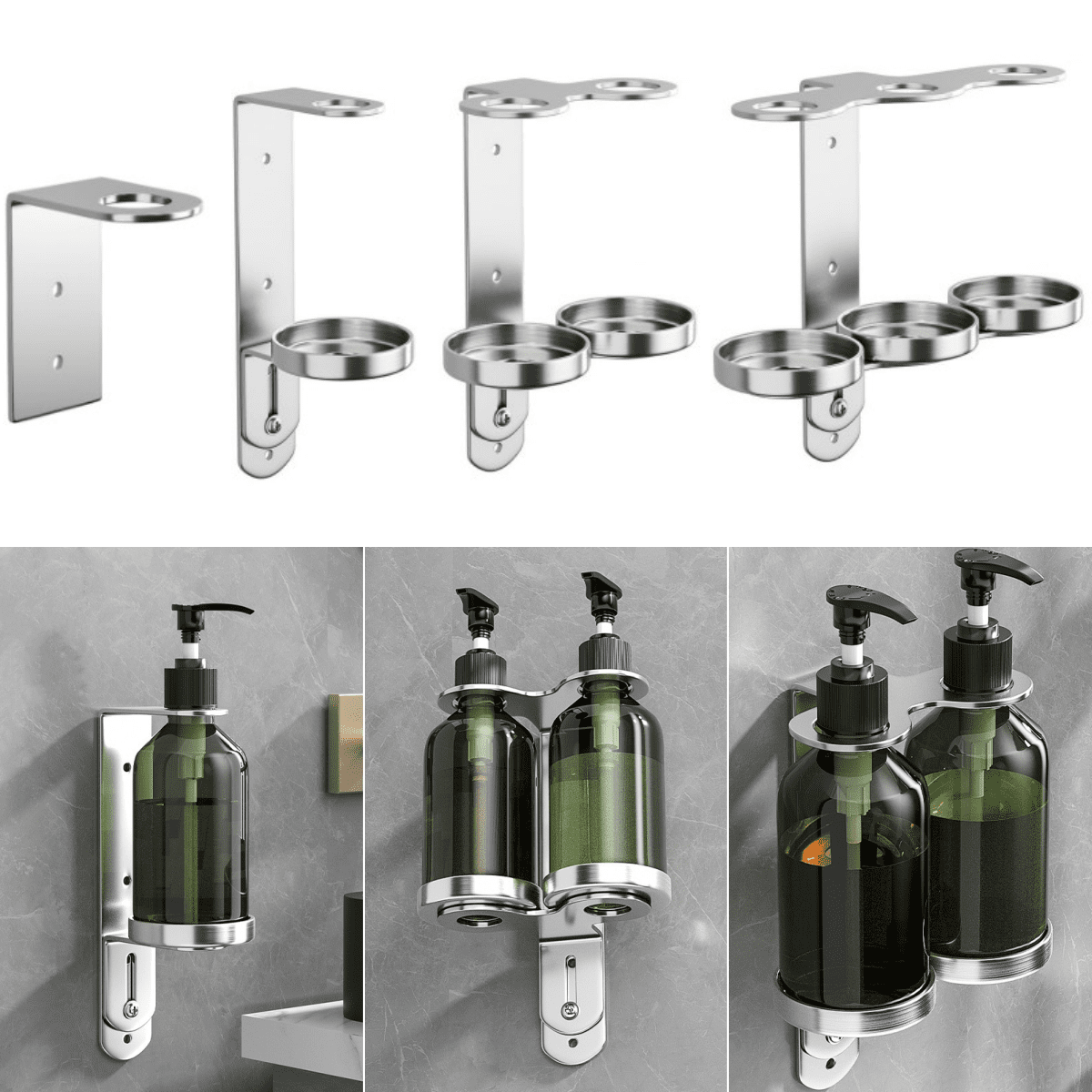 Soap Bottle Dispenser Holder Wall Mounted, Hand Pump Bottles Dispenser ...
