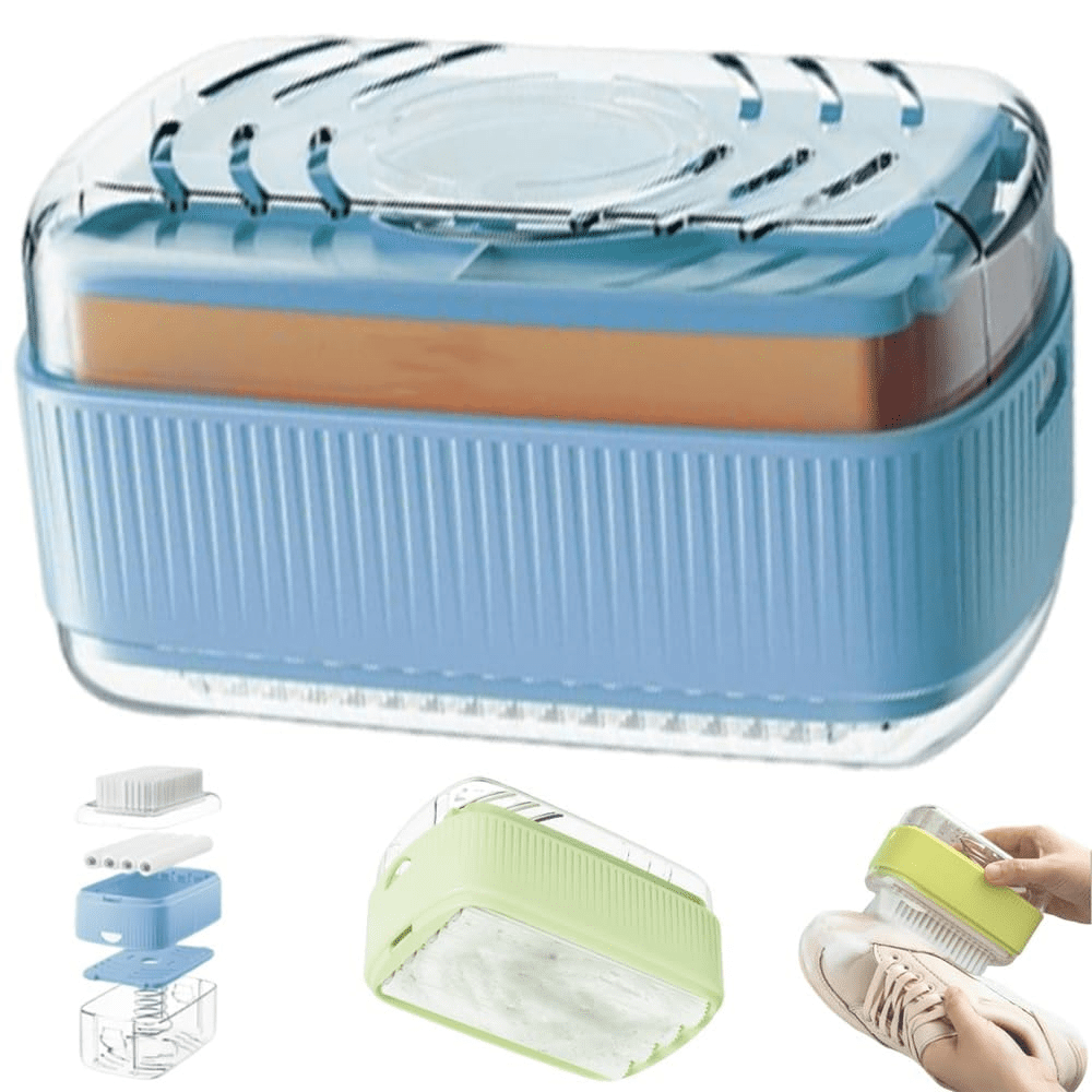 Soap Box with Roller Scrubber, Draining Laundry Soap Container with ...