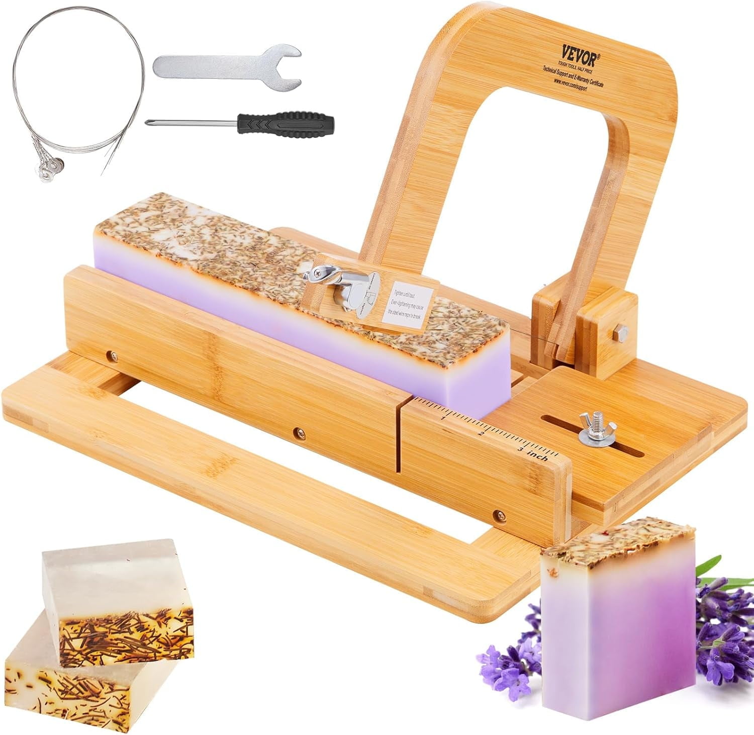 Soap Cutter, 0-2 inch Adjustable Thickness, Bamboo Soap Slicer with ...