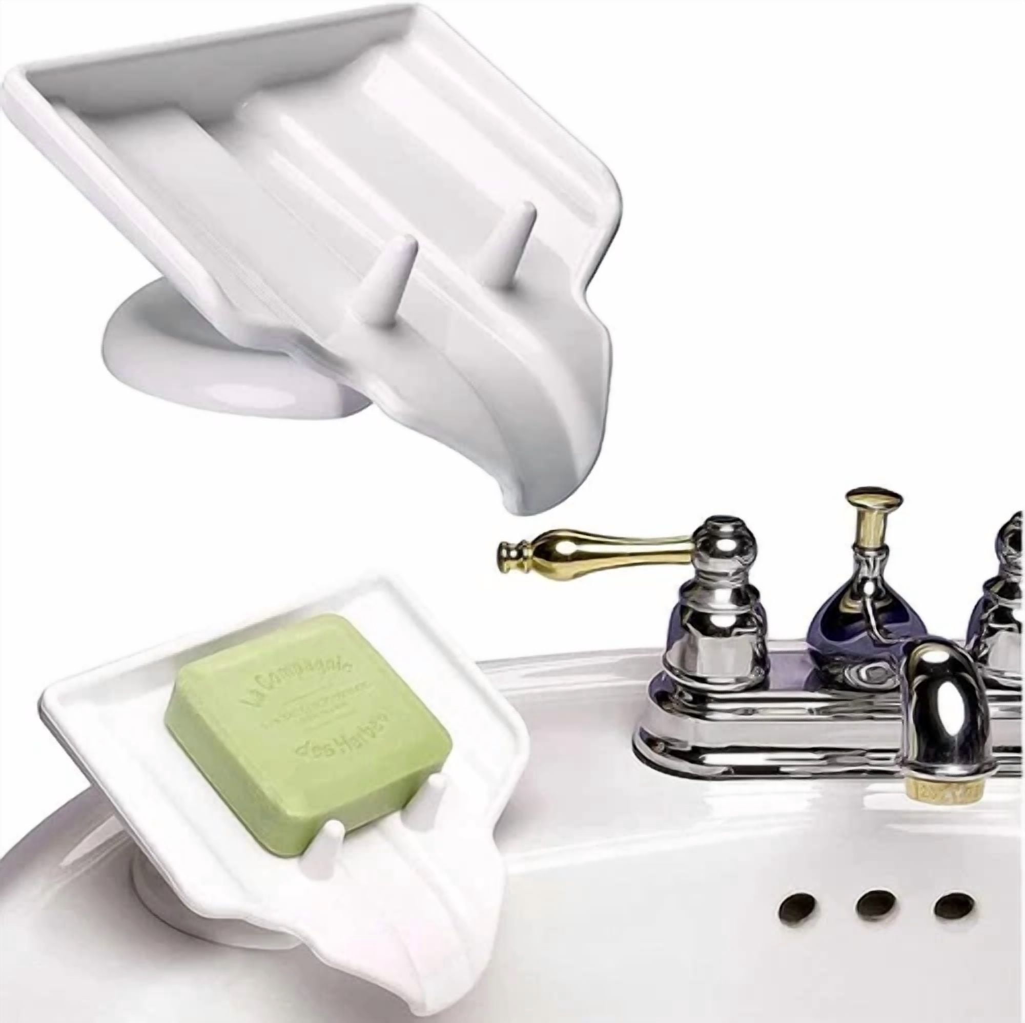 Soap Dish Holder Self Draining Bar Soap Saver Suction Cup Bathroom ...
