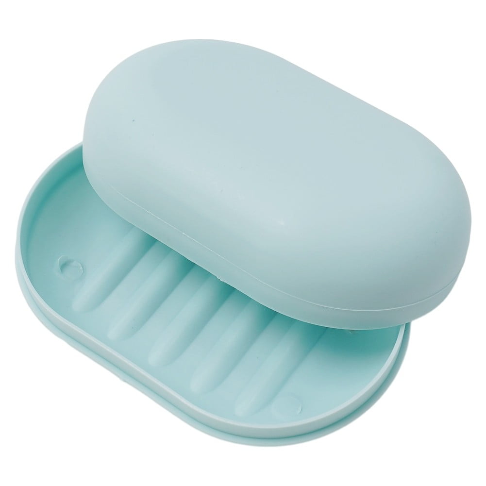 Soap Dish Portable Oval Soap Box With Cover Bathroom Soap Drain Holder ...