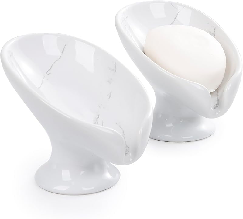 Soap Dish Set, Self Draining Bar Soap Holder for Bathroom Sink, Leaf ...