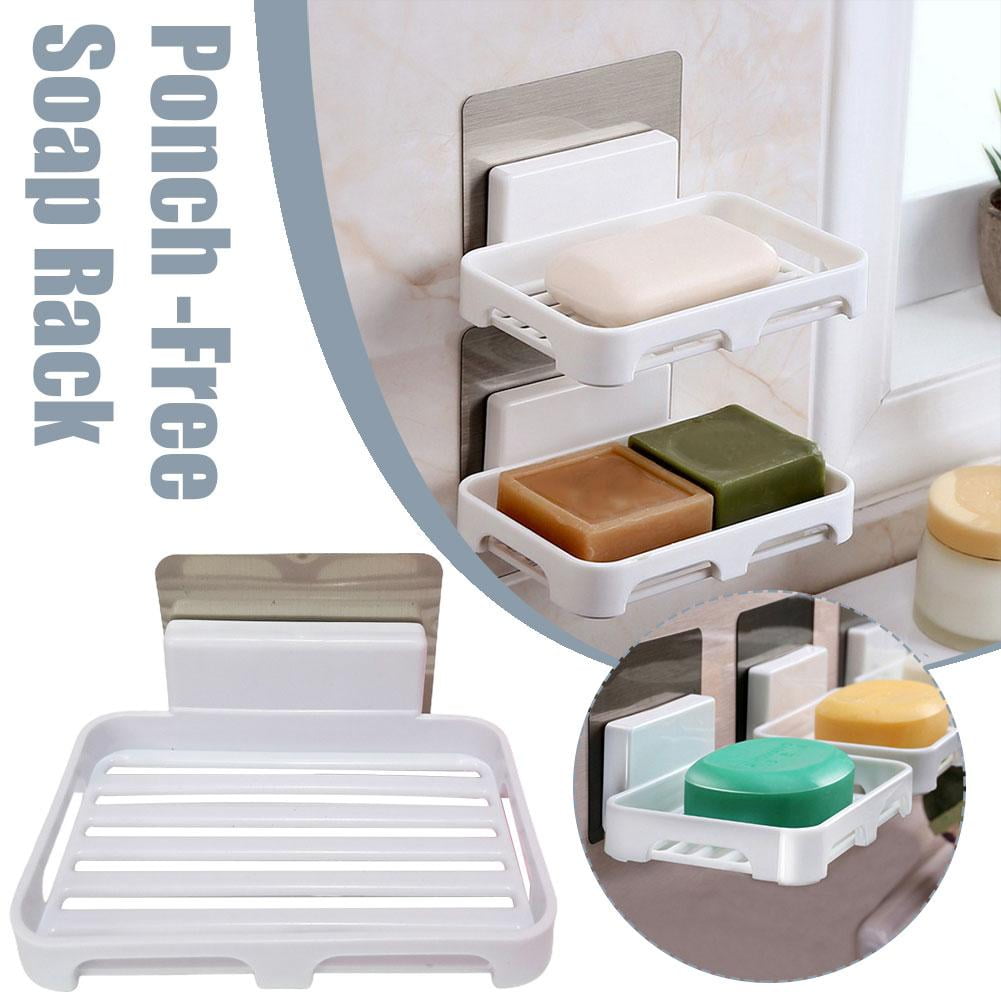 Soap Dish Suction Cup Wall Mounted Toilet Soap Box Drain Toilet Soap ...