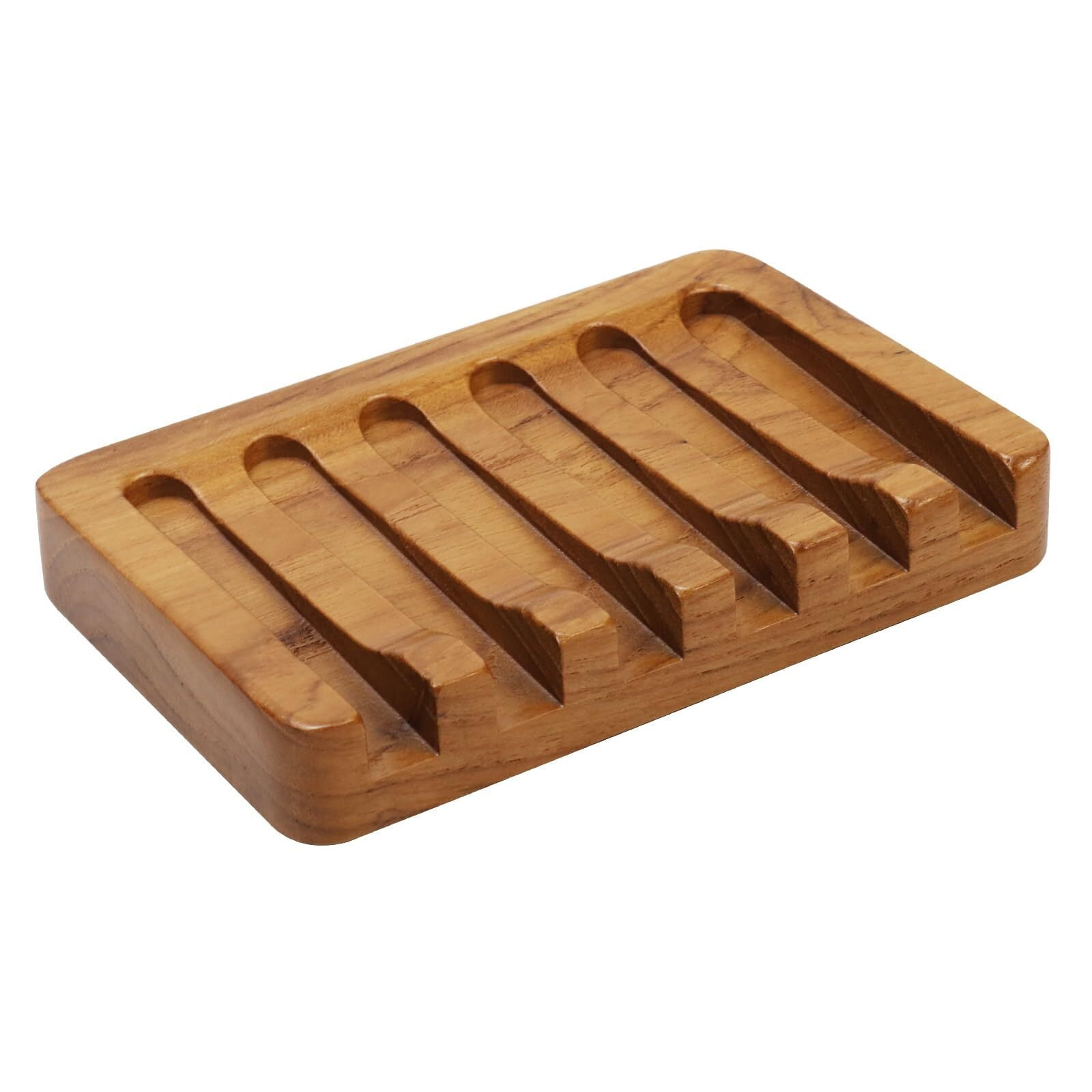 Soap Dish with Slanted Waterfall Design, Bar Soap Holder Teak Wood ...