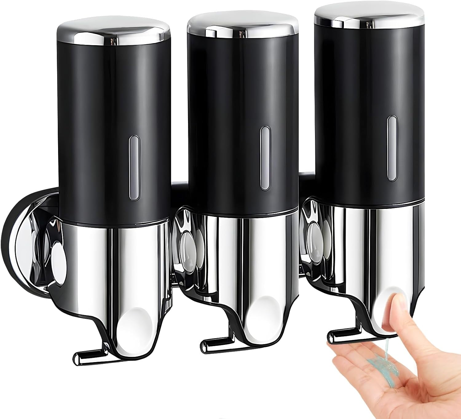 YUANAO Soap Dispenser, 3 Chamber Black, Shampoo and Conditioner ...