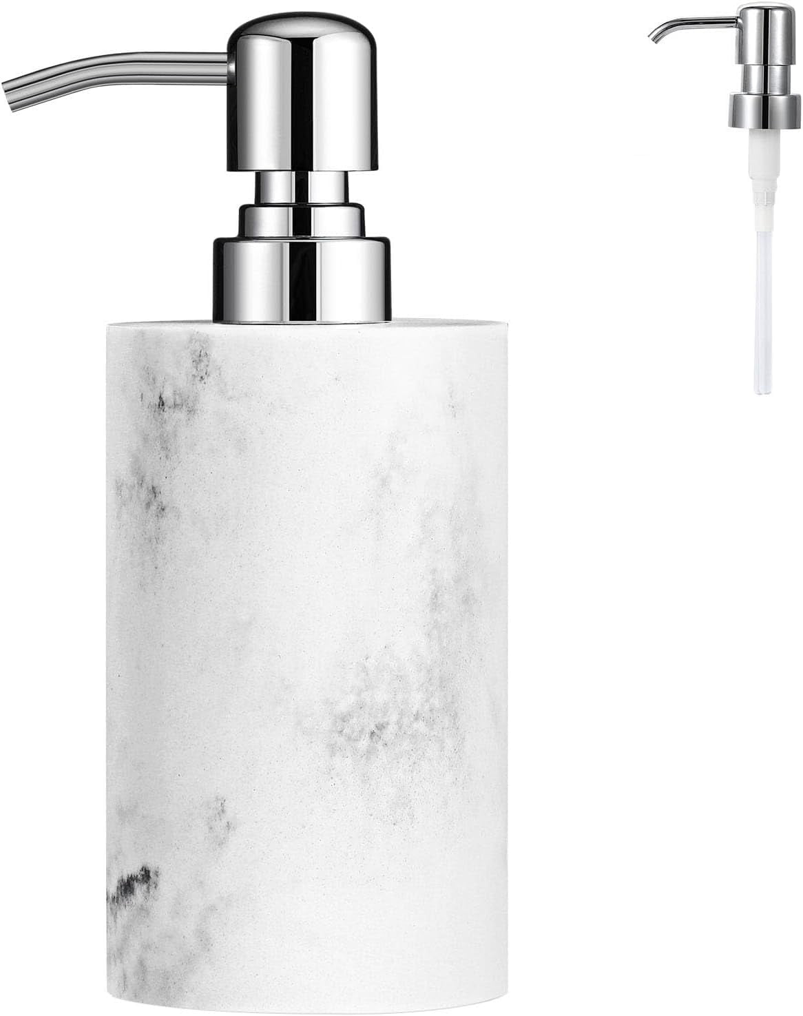 Soap Dispenser, Cylinder-Shaped Marble Lotion Liquid Soap Pump Bottles ...