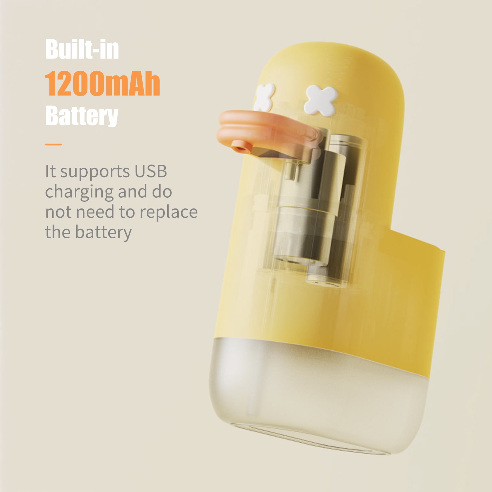 Soap Dispenser,Kitche Toilet Office Soap Dispenser Usb Powered Infrared 350ml Cute Duck Leeofty ...