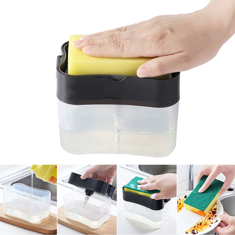 Soap Dispenser,Push Type Dish Soap Dispenser for Kitchen,Sponge Holder ...