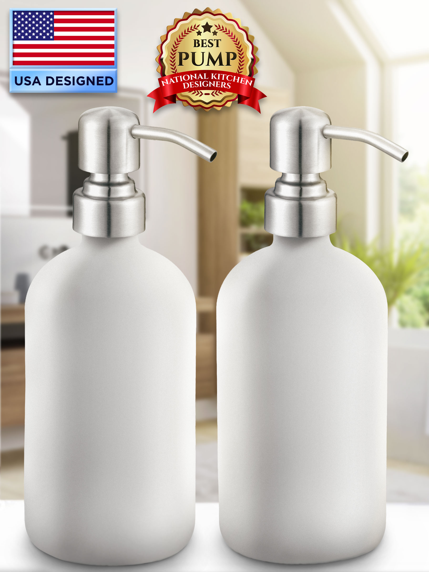 2 Pack Soap Dispenser, GLADPURE 18 oz Antique Thick Glass Soap ...