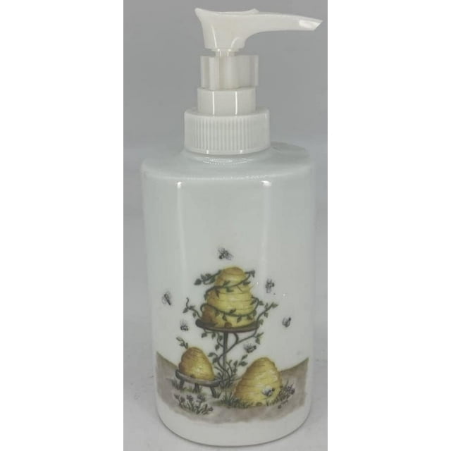 Soap Dispenser - White Porcelain Decorated (Bees/Hives) - Walmart.com