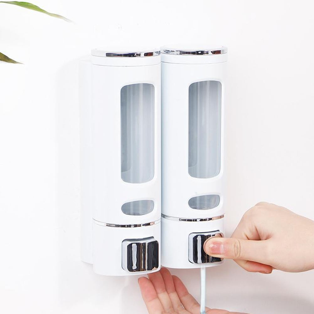 Soap Dispenser with Dual Heads Wall Mounted Bath Shampoo Shower Gel ...