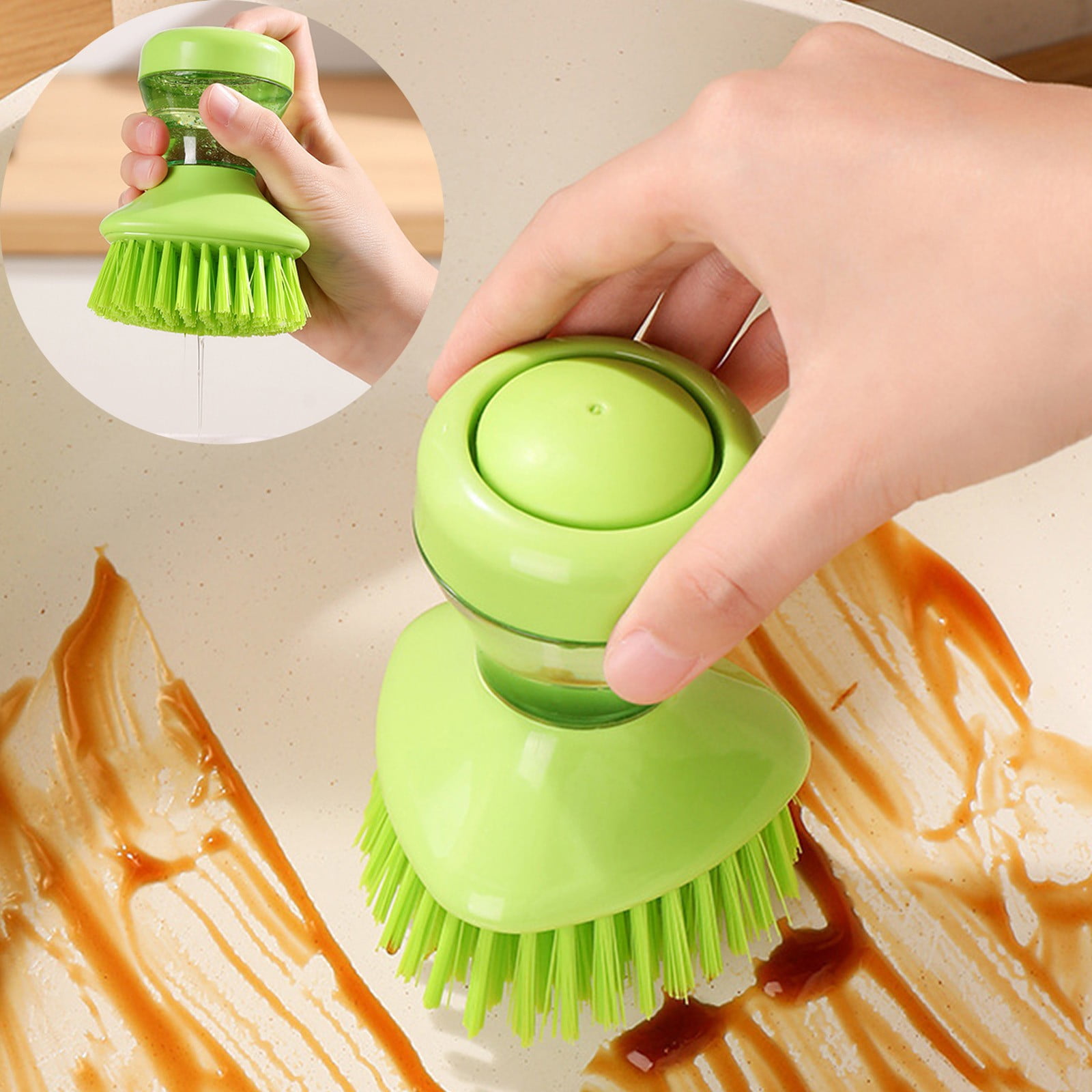Soap Dispensing Palm Brush Set for Dishes & Pots | Kitchen Sink ...