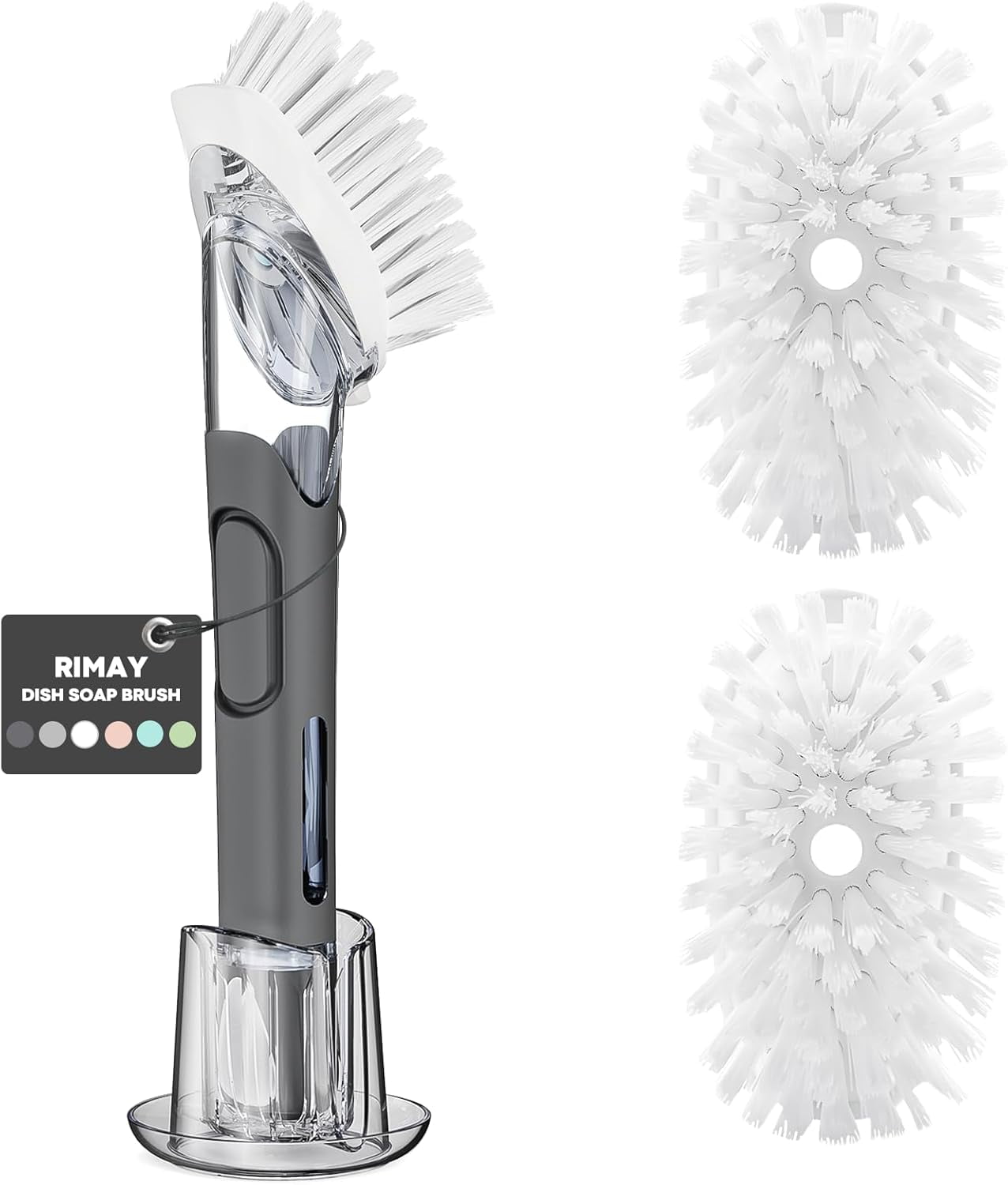 Soap Dispensing Replacement Dish Brush Storage Set with 2 PCS Brush ...