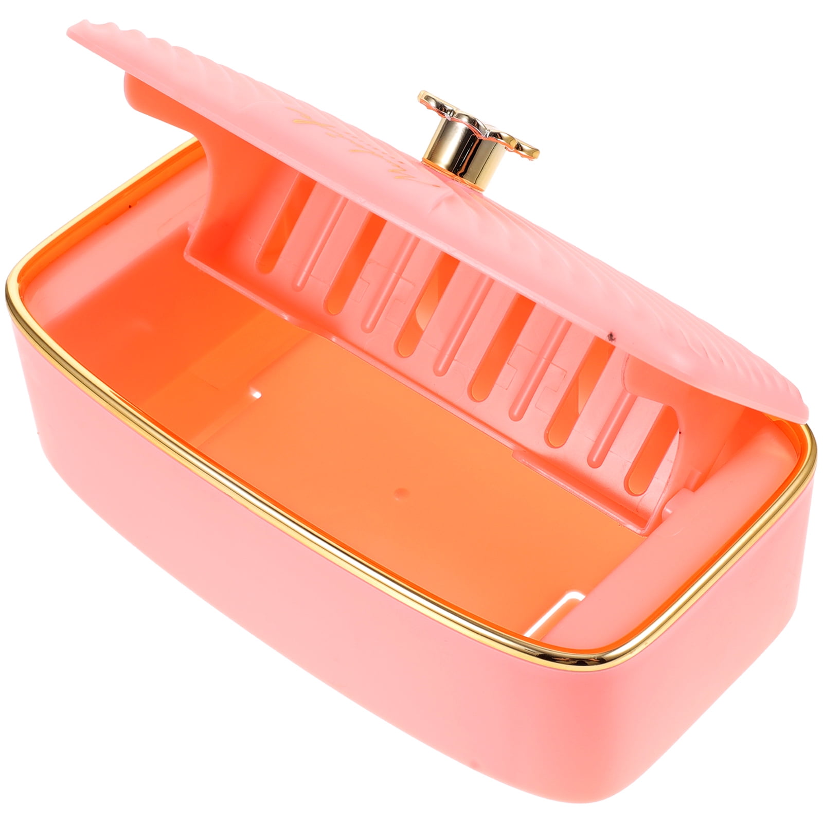 Soap Holder Bathroom Organizer Bins Drain Non Punching Dish Box Pink