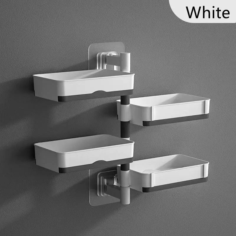 Soap Holder No Punching 180° Rotatable 4 Layers Soap Box Container ...