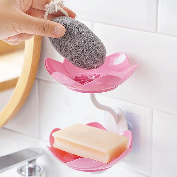 Soap Holder Wall-Mounted Double Shelf Soap Box | Draining Design for ...