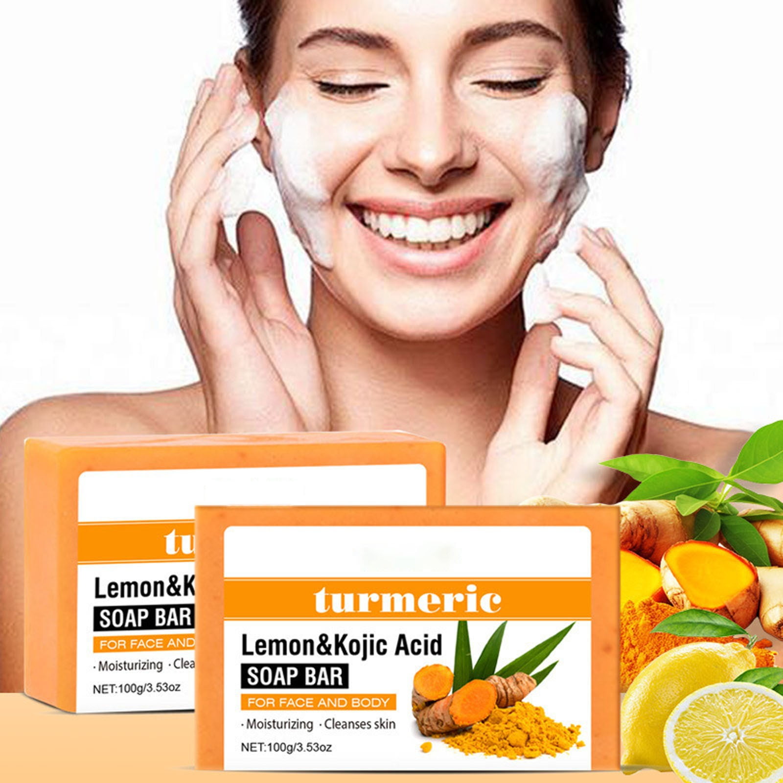 Soap Lemon Turmeric Soap Tablets Cleansing Turmeric Soap Facial And Body Shower Soap Firming