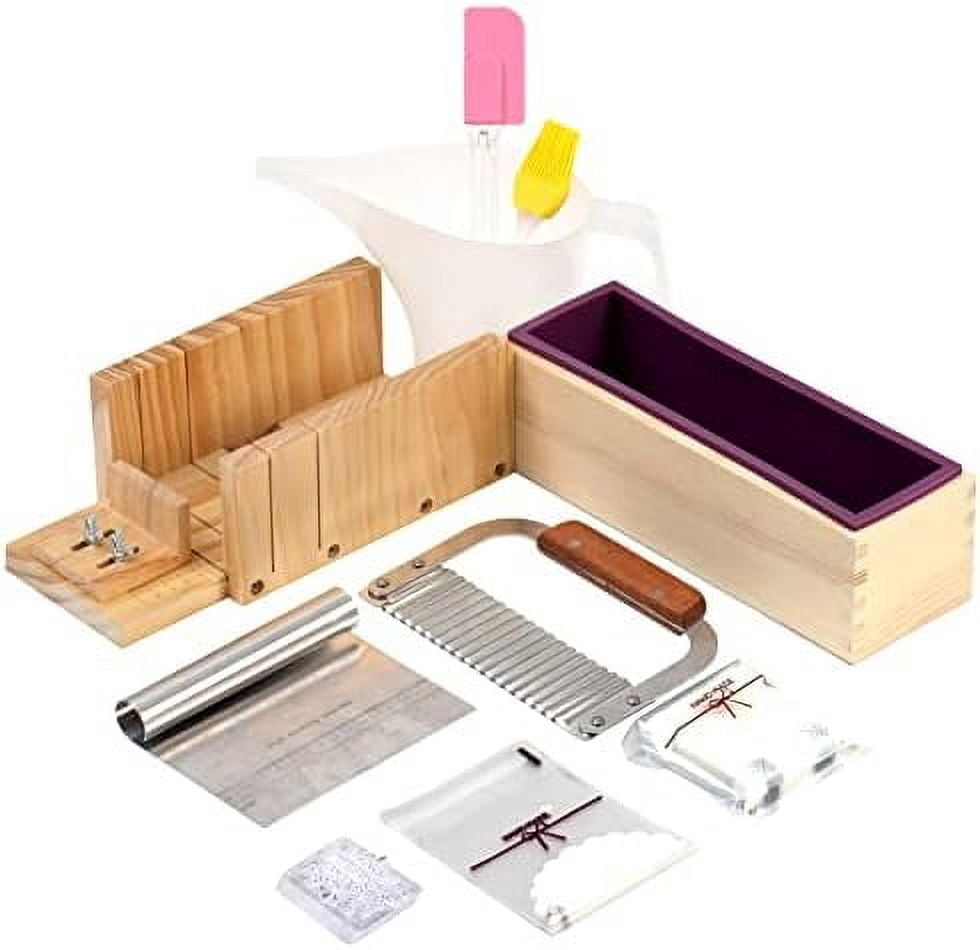 Soap Making Kit 42oz Loaf Silicone Mold Multi-Function Adjustable Wood ...