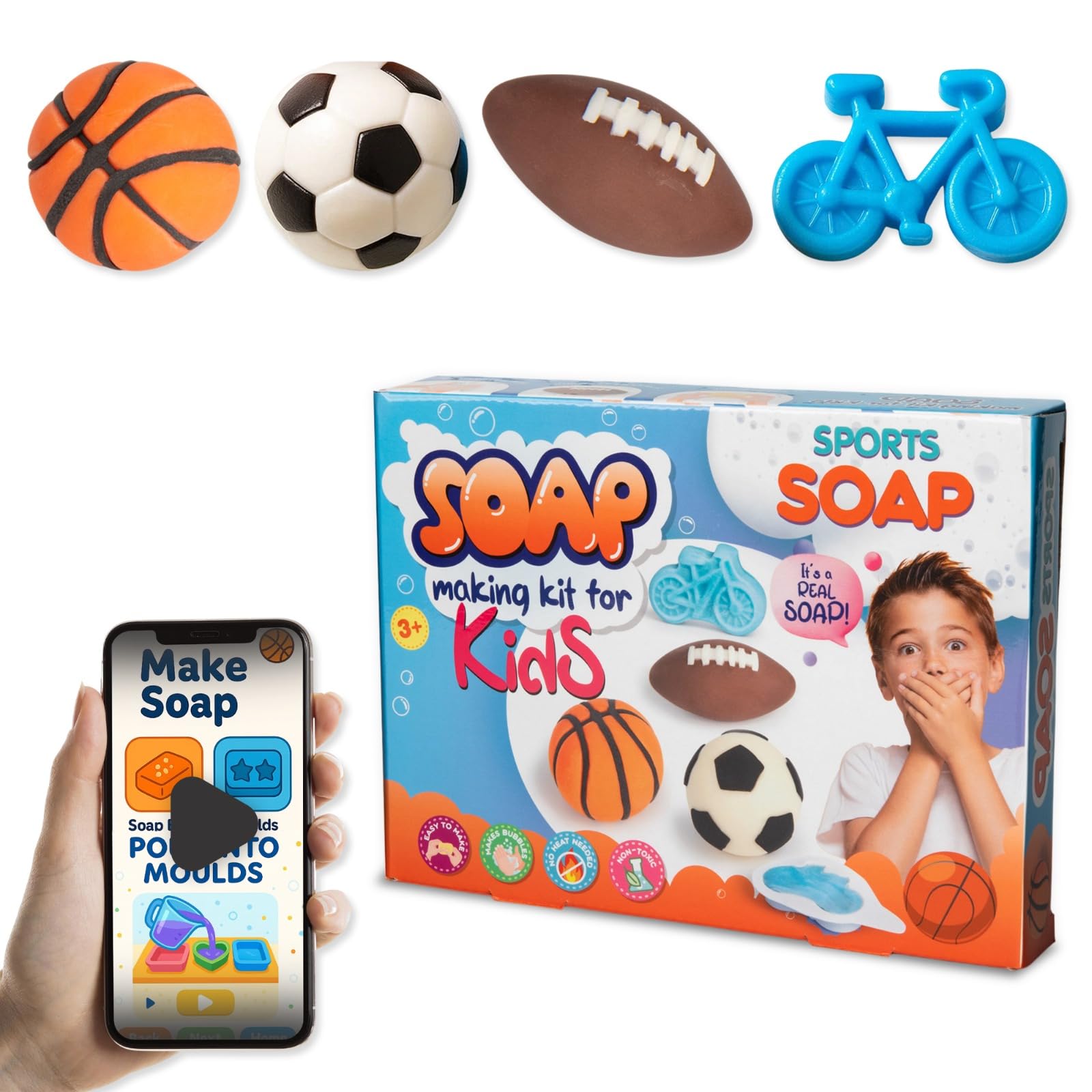 Soap Making Kit for Kids – DIY Soap Making Kit with Sports Shaped Soap ...