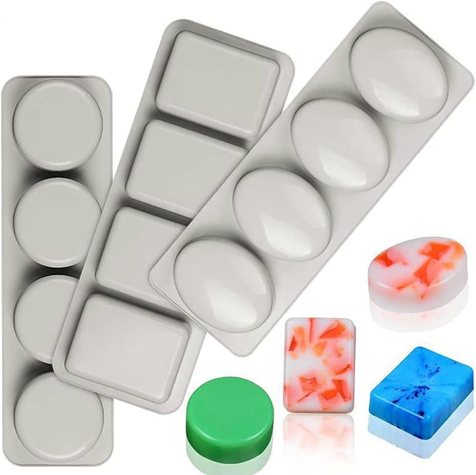 Soap Making Molds Kit, Non-Stick Silicone Molds 3pcs Round Rectangle ...