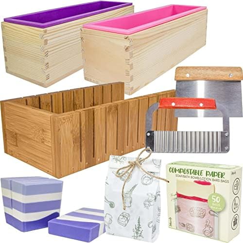 Soap Mold Making Kit with Wooden Cutter Soap Molds Silicone 46oz Purple ...