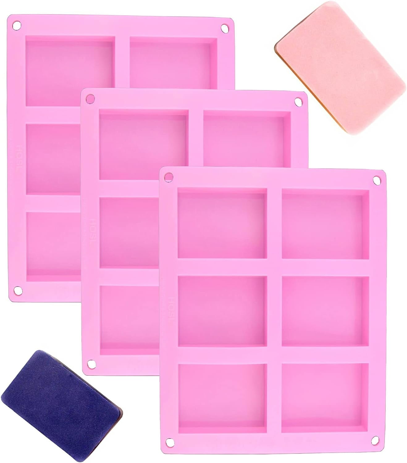Yuugeen, Soap Molds, 3pk of 6 Cavities Rectangle, DIY Handmade Soap ...