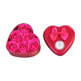 Soap Rose Flower Gift Set With Heart - Shaped Iron Box, 6 Scented Soap ...