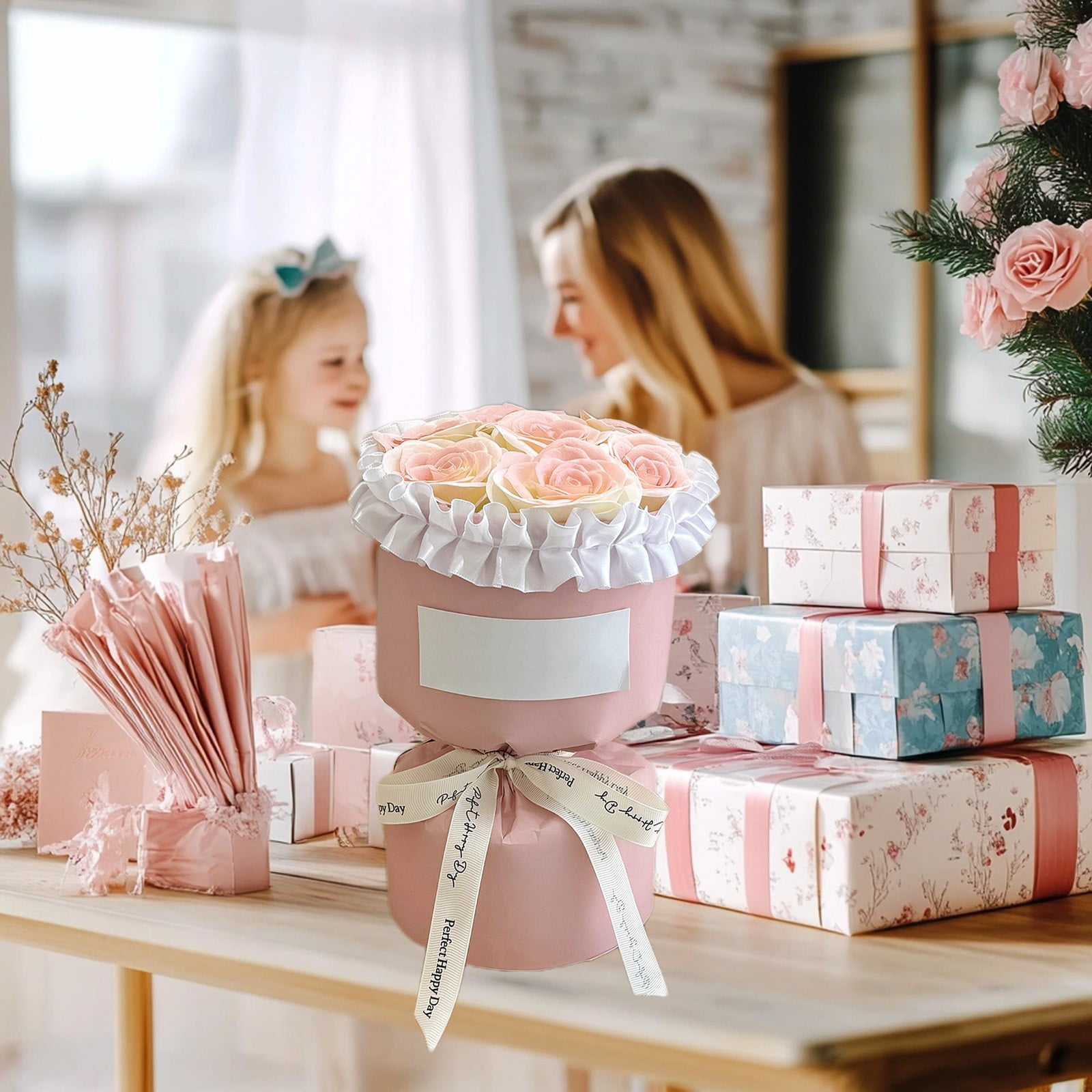 Soap Roses Bouquet, Elegant Artificial Rose Flowers with Gift Bag ...