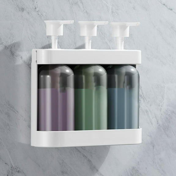 Shampoo and Conditioner Dispenser - Wall-Mounted 3-Chamber Shower Soap ...