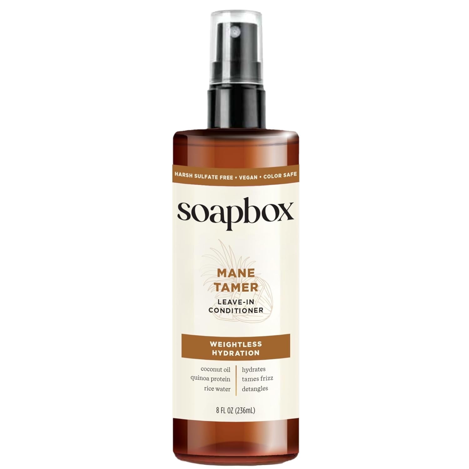 Soapbox Mane Tamer Leave-in Conditioner Spray, Frizz Control, Hydration ...