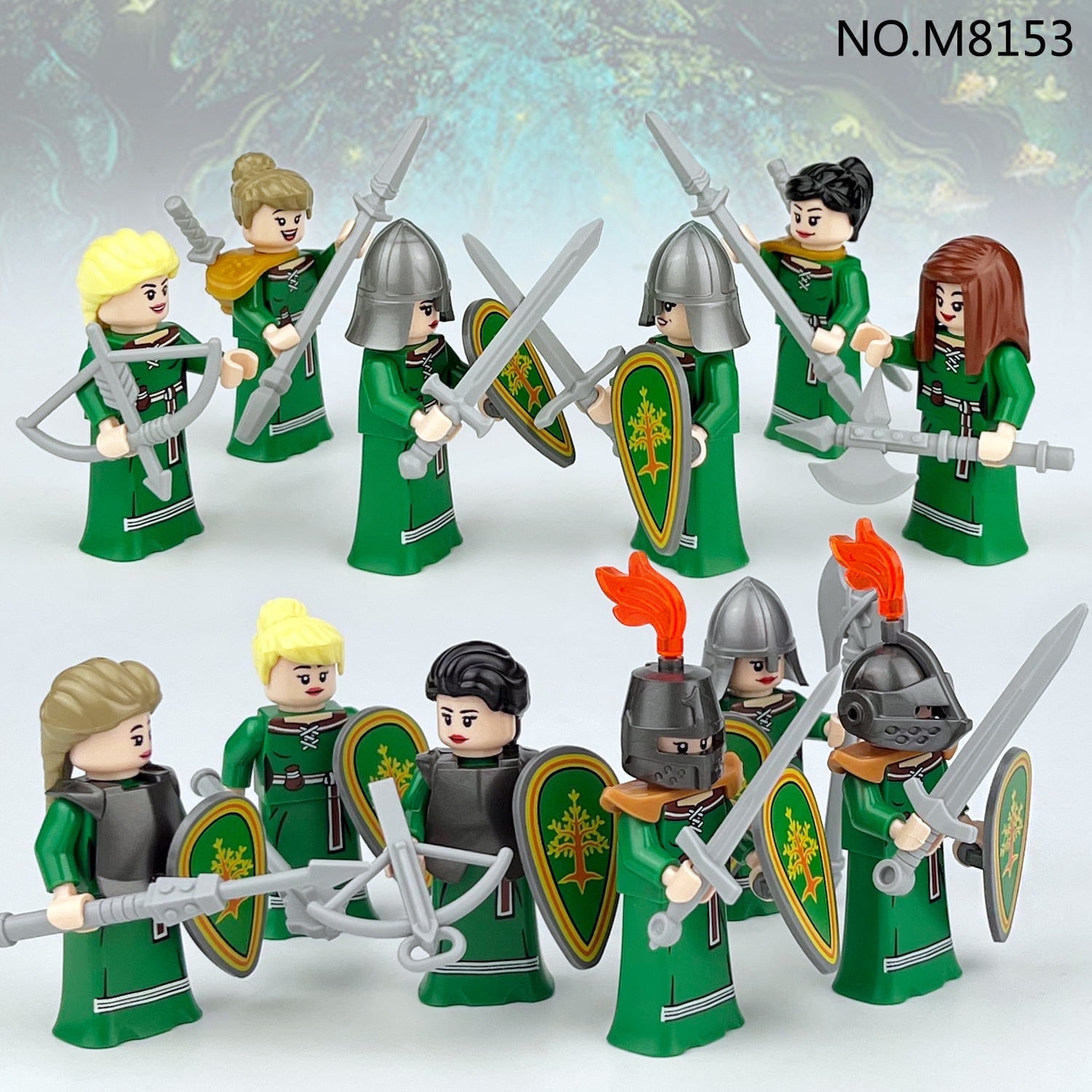 Soapjuice 12pcs Green Forest Elf Hunter Minifigure Building Block Set ...