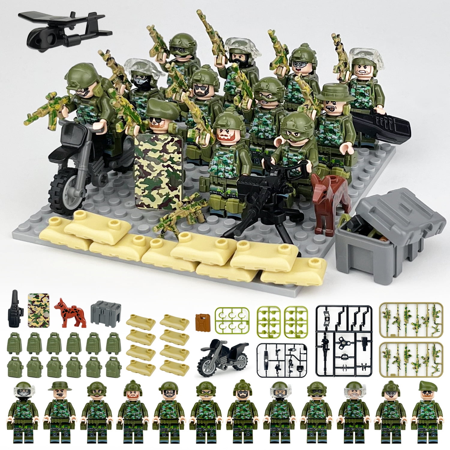 Soapjuice 12pcs Mini Soldier Toys - Green and Gray Navy Army and Air ...