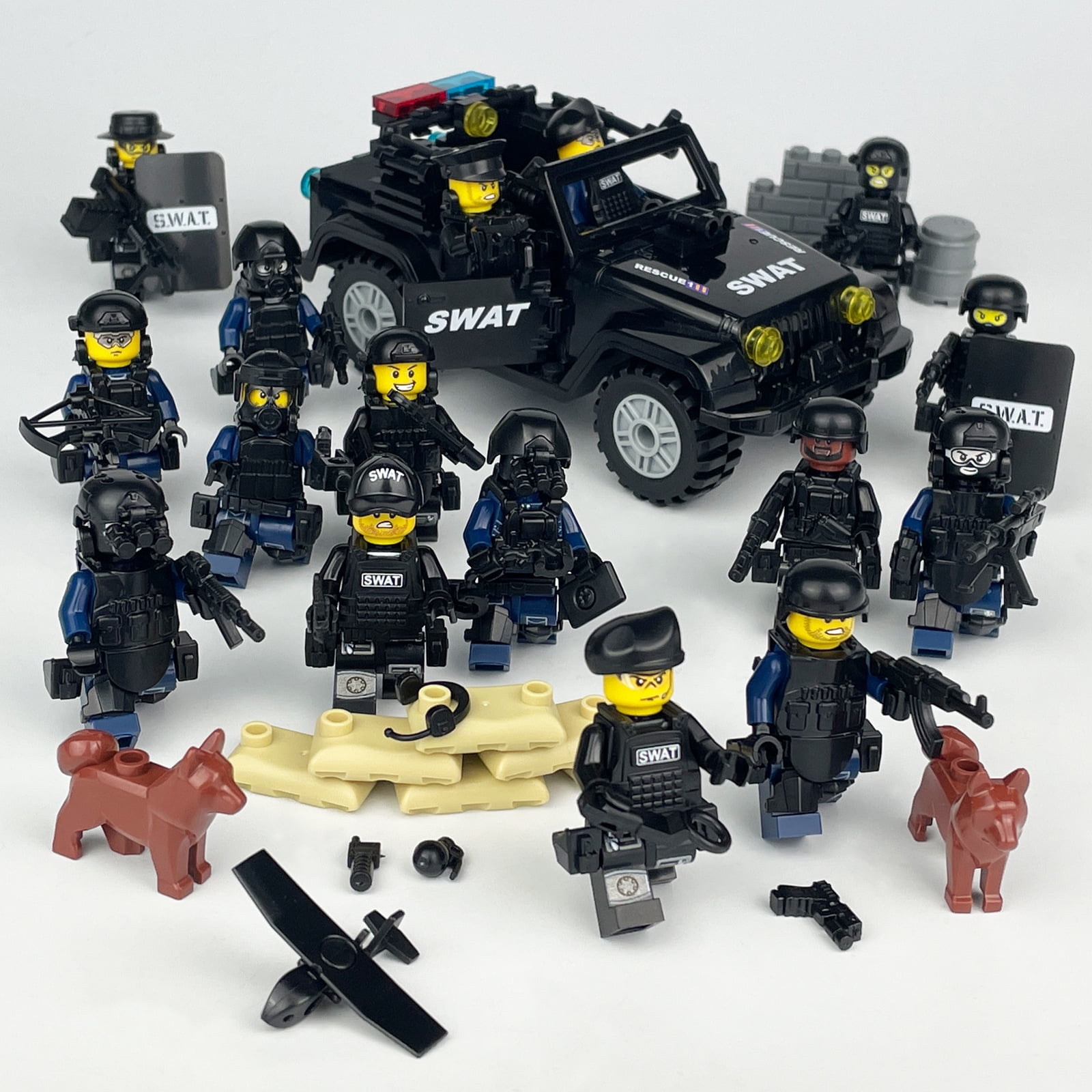 Soapjuice Jeep & Black Policeman Team Mini Figures Set - Bomb Squad ...