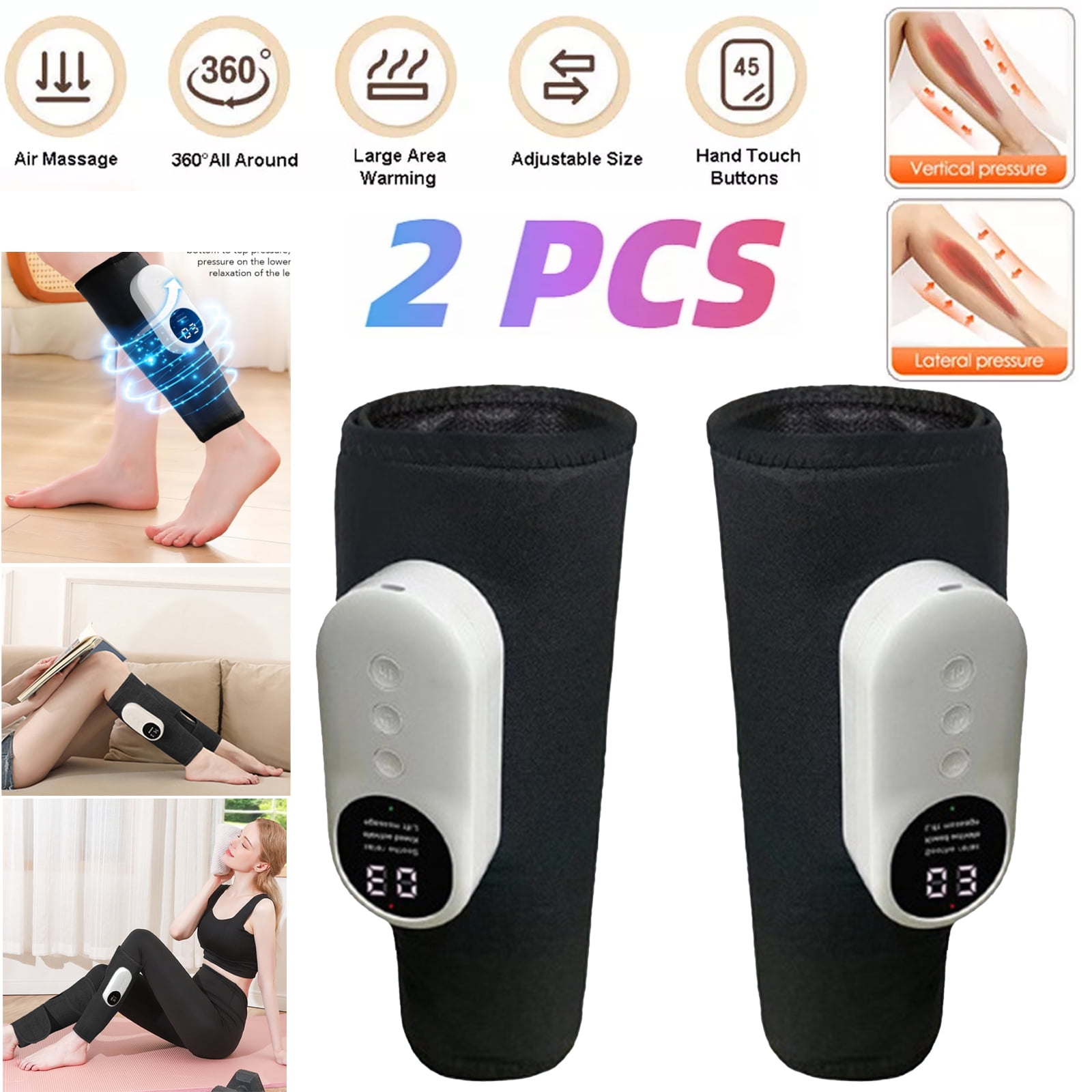 Soapow 2Pcs Leg Massager, Air Compression Calf Wraps Massager for Leg ...
