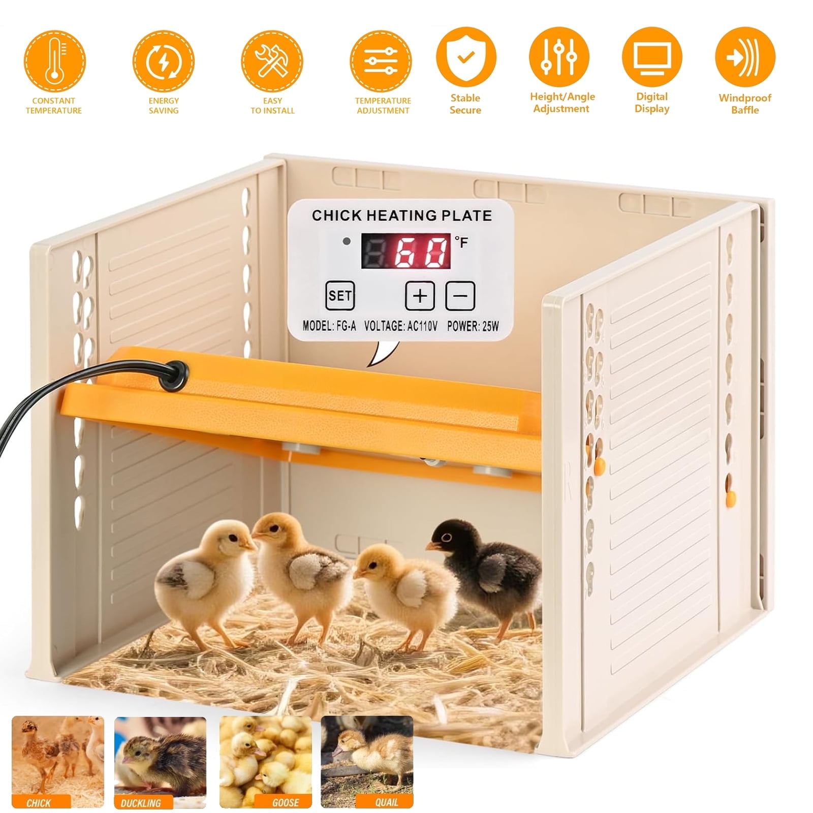 Soapow Chick Brooder Heater Plate, Chicken Coop Heating with Adjustable ...