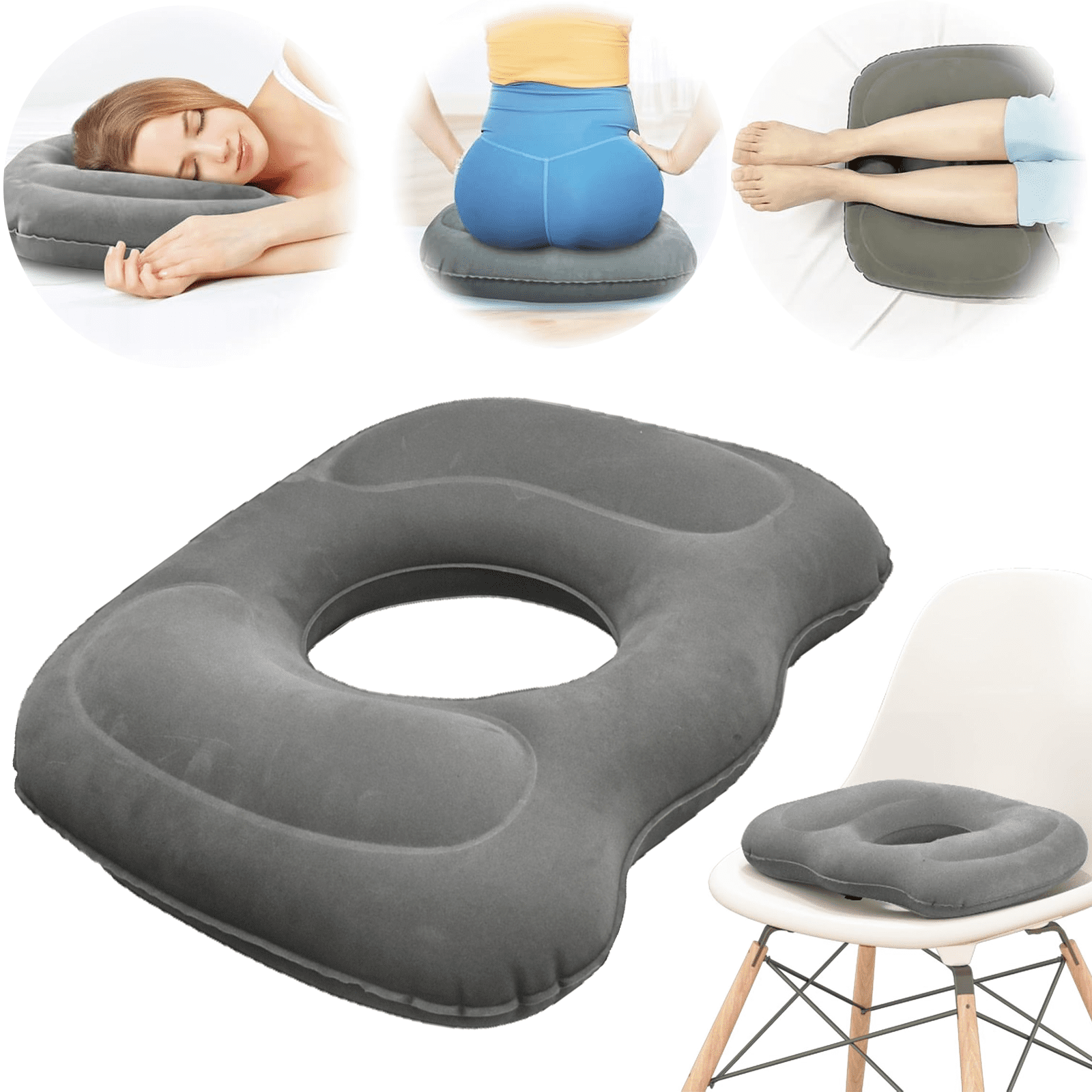 Soapow Donut Cushion Seat, Protable Inflatable Pillow,Tailbone Pain ...