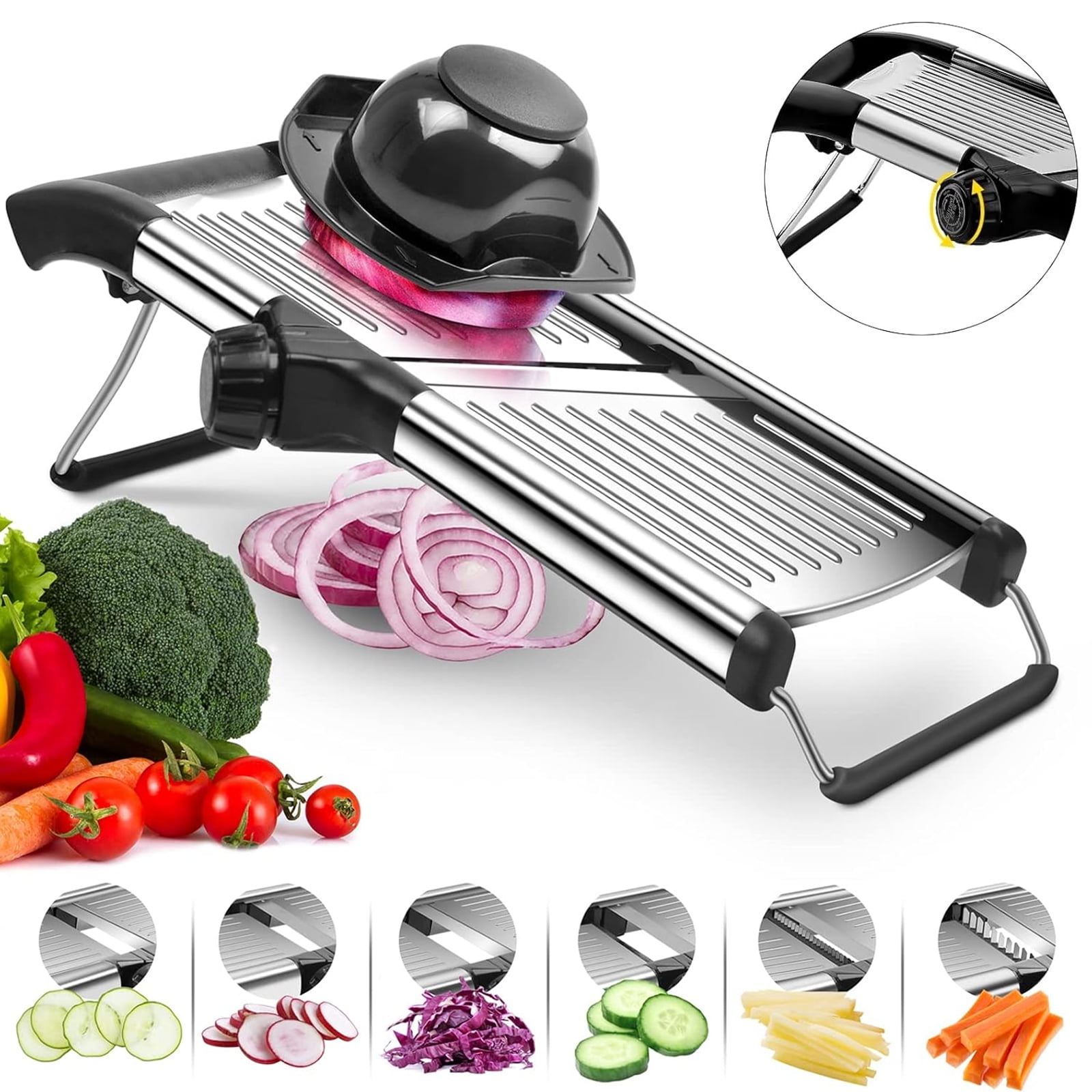 Soapow Mandoline Food Slicer, Adjustable Stainless Steel Vegetable ...