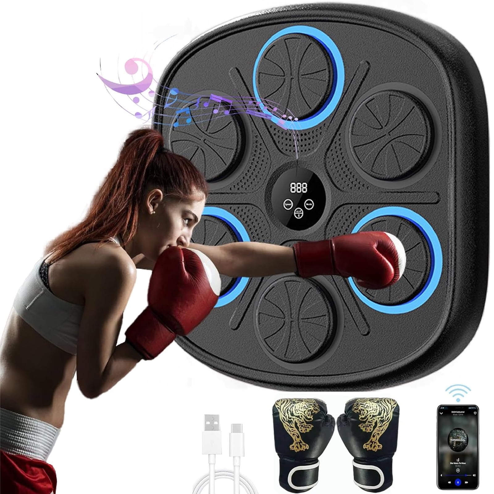 Soapow Smart Music Boxing Machine with Gloves, 2024 Bluetooth Training ...