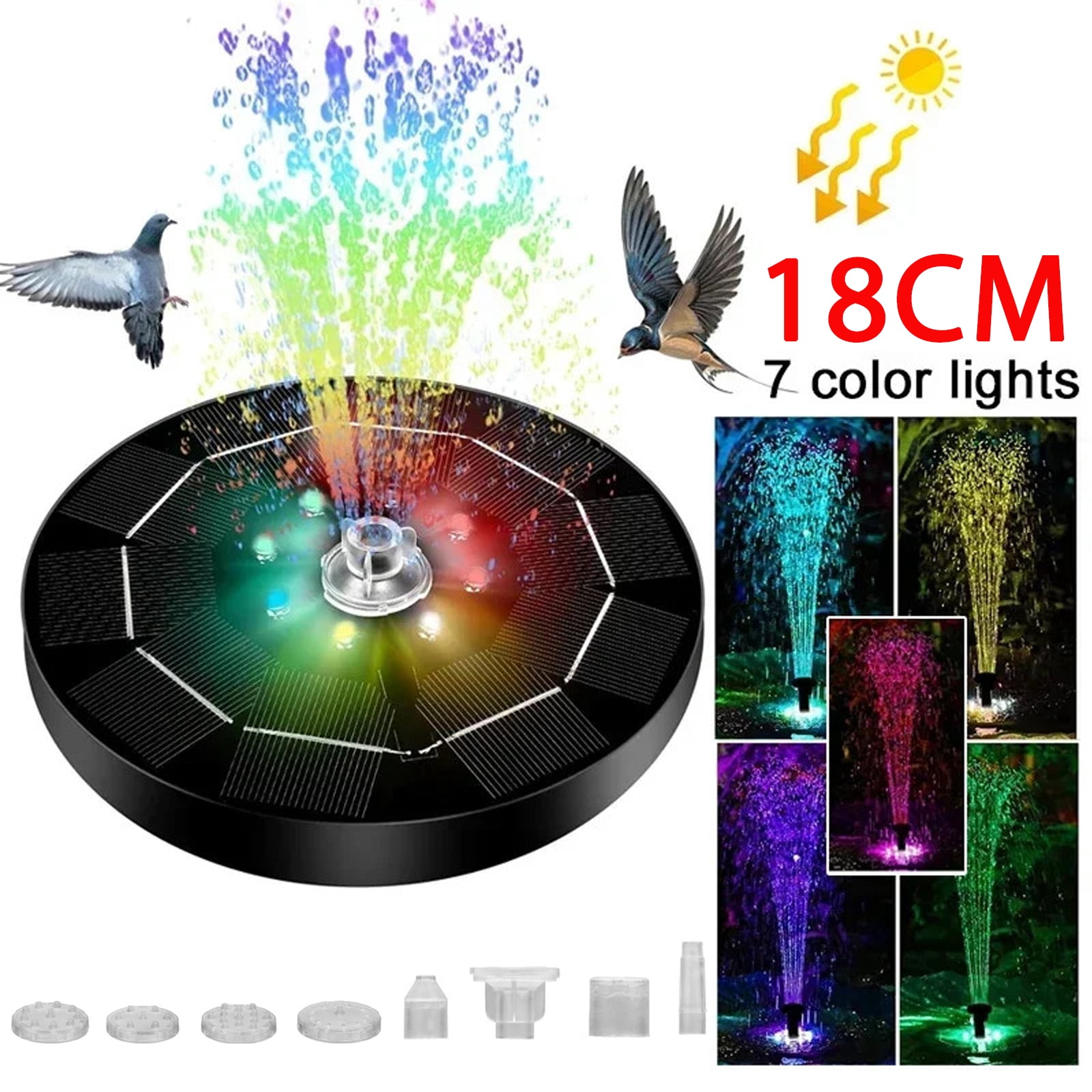 Soapow Solar Fountain, Pond & Pool Pumps with Nozzles & Colorful LED ...