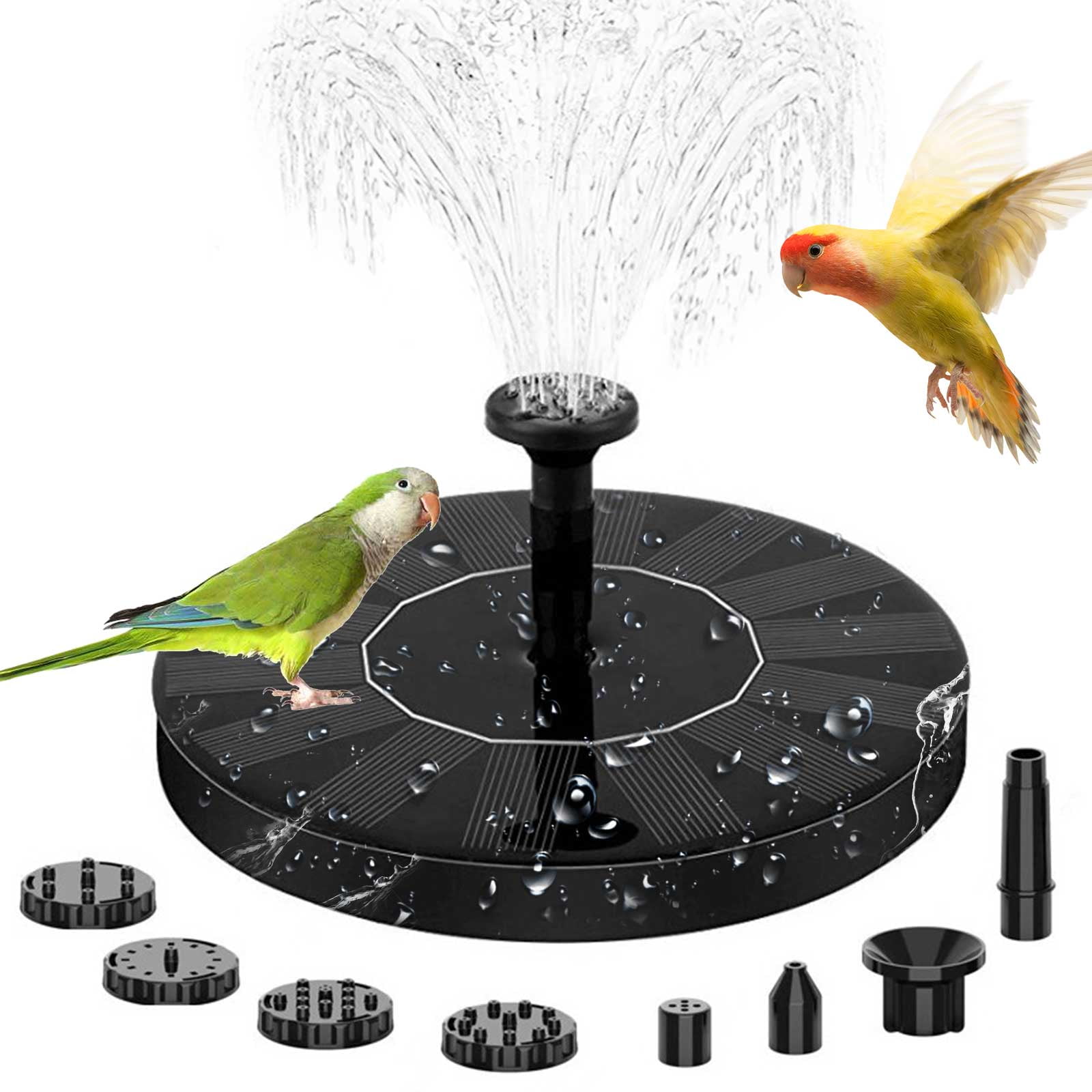 Soapow Solar Fountain Pump 6.3" Bird Bath Fountains with 6 Nozzle and ...