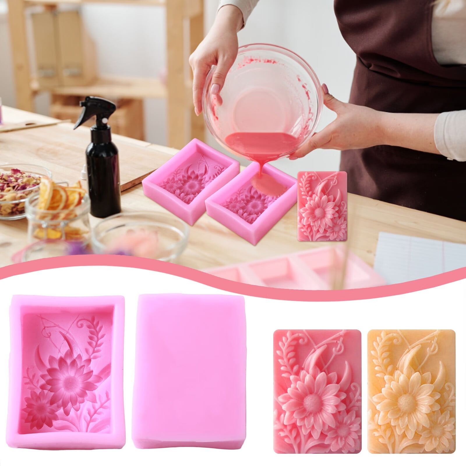 Soaps DIY Lotion Molds Flower Soap 3D Molds Silicone Making For ...