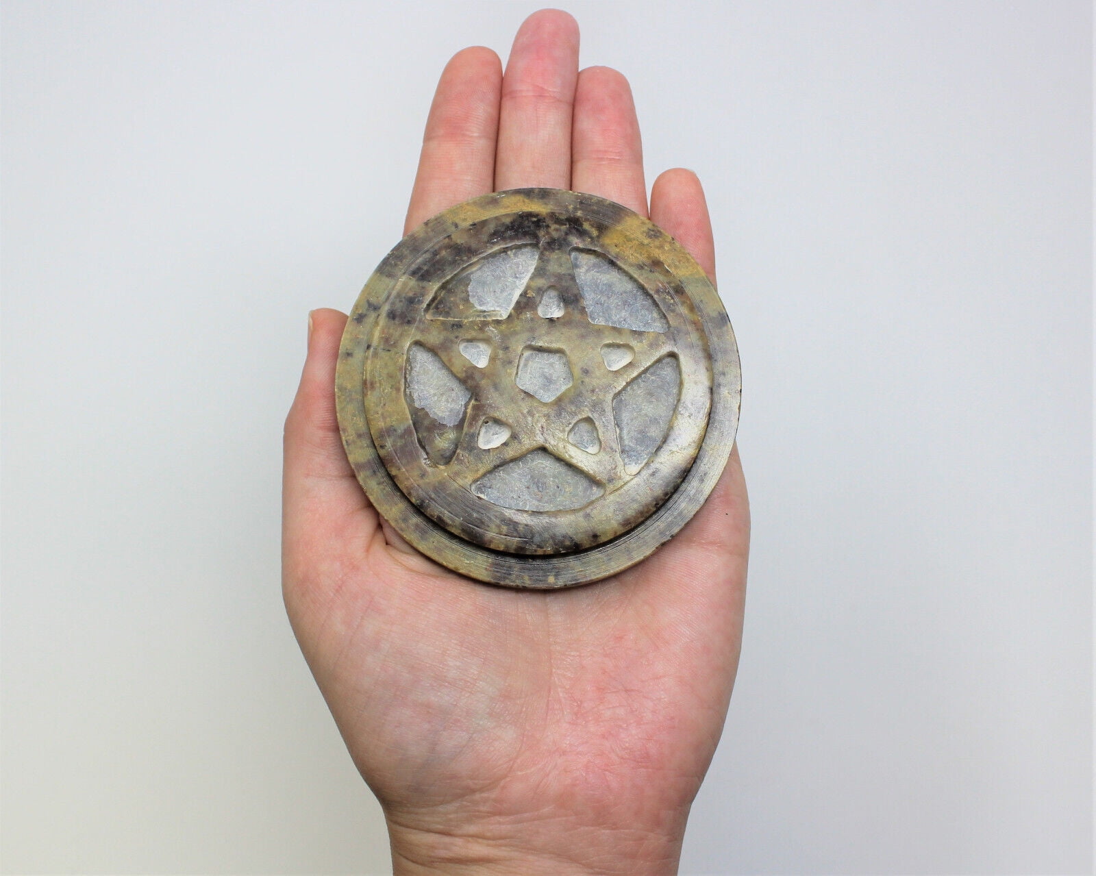 Soapstone 3" Pentagram Altar Tile: 1 Tile (Wicca Pagan Altar, Pentacle ...