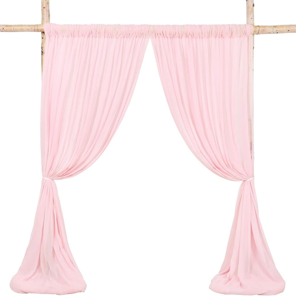 Soar Dream 20ft x 8ft Sheer Backdrop Drapes 4 Panels Pink Chiffon Photo ...