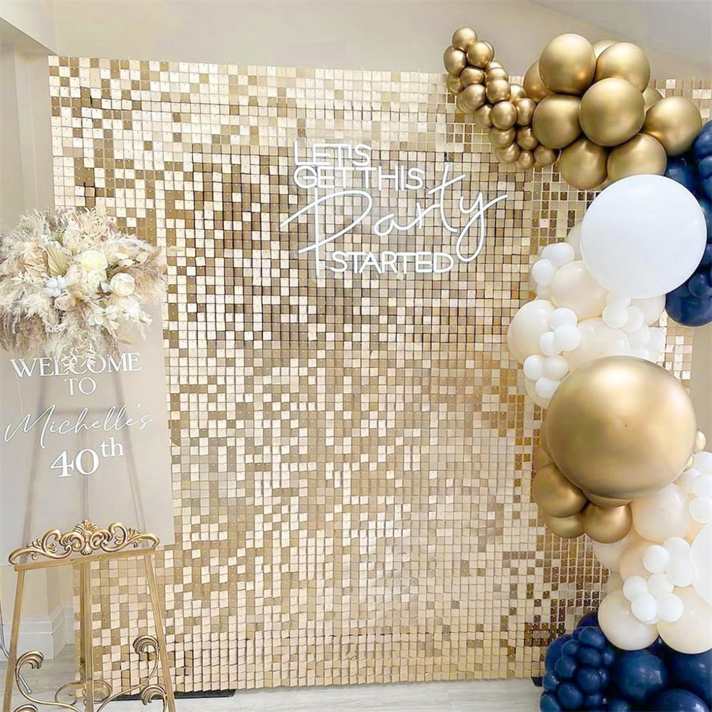 Soar Dream 30 Panels Light Gold Shimmer Wall Backdrop Square Sequin ...